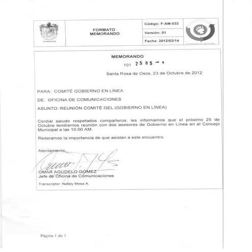 Formato memorando | PDF