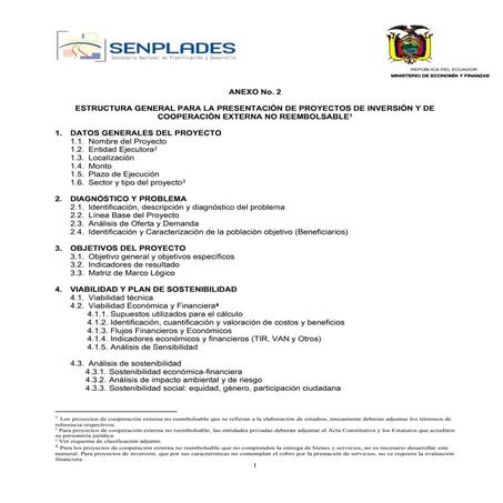 Formato para proyectos senplades | PDF