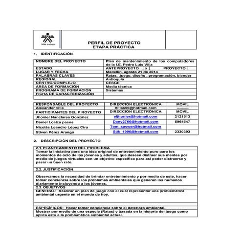formato del proyecto sena | DOCX | Technology & Computing