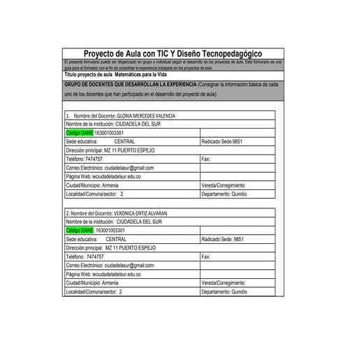 Formato proyecto de aula diseño tecnopedagógico | PDF