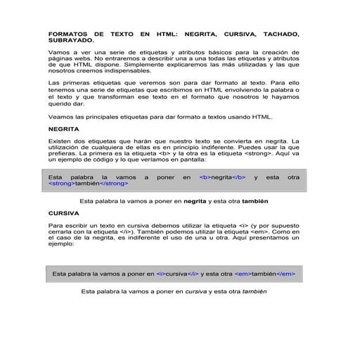 Formatos de texto html | PDF