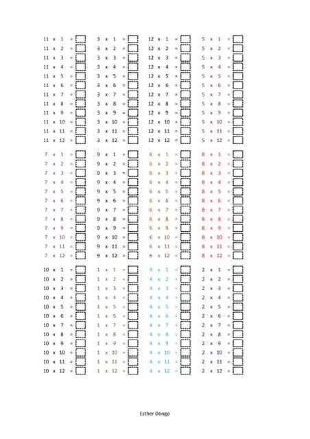 Multiplication Drill | XLSX