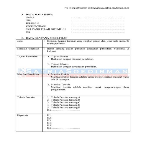 Format outline skripsi jurusan manajemen fe unsoed | PDF