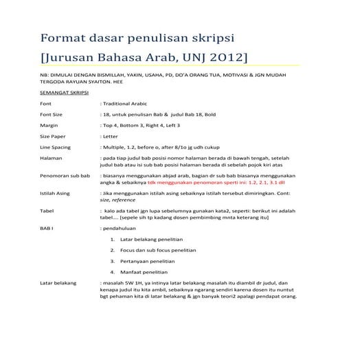 Format Penulisan Skripsi Doc