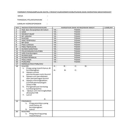 Format rekap kuesioner | PDF