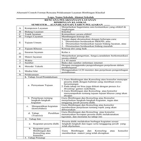 Format rpl bimbingan klasikal | DOC