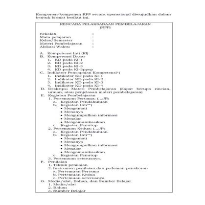 FORMAT PERUBAHAN RPP KURIKULUM 2013 | DOCX