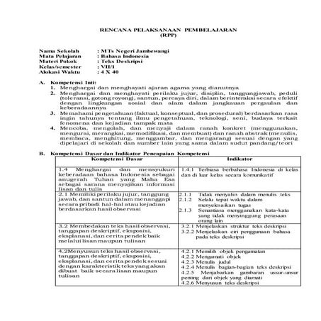 Format rpp kurikulum 2013 workshop | DOCX