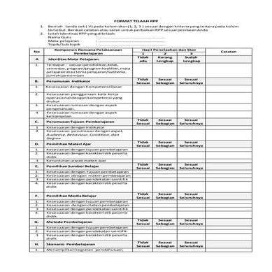 Format telaah rpp | DOCX