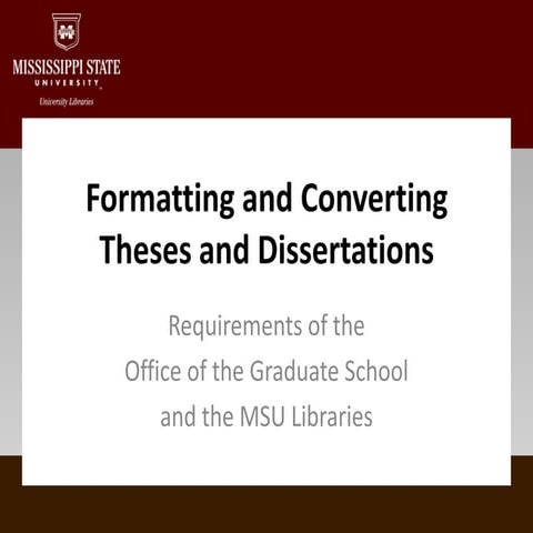 Formatting and Converting Theses and Dissertations | PPT