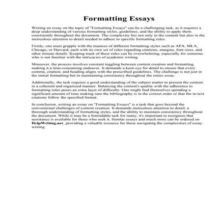 Formatting Essays. Essay Format Template | PDF