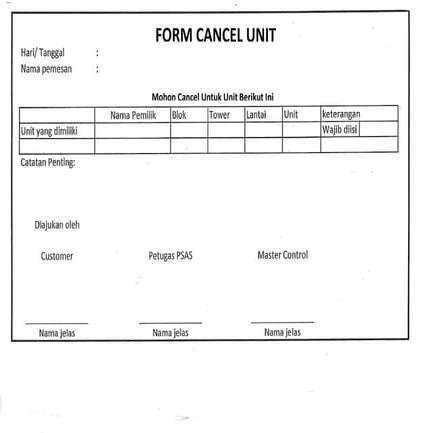 Form cancel unit meikarta | PDF