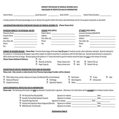 Form consent for_release_of_medical_records_use_disclosure_of_phi | PPT