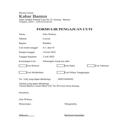 FORMULIR-CUTI | PDF