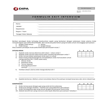 Form exit interview 2016 (new) 1 | PDF