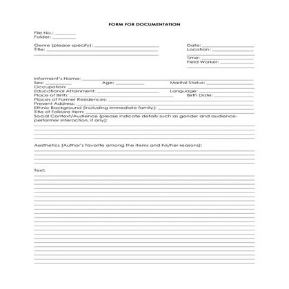 Form for documentation | DOCX