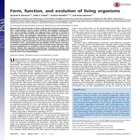 Form, function, and evolution of living organisms | PDF