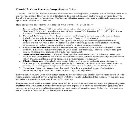 Form I 751 Cover Letter | PDF