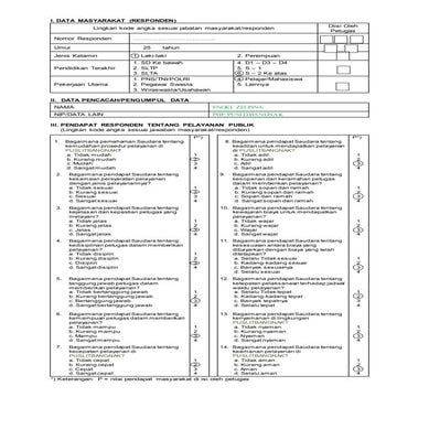 Form ikm kuesioner | PDF