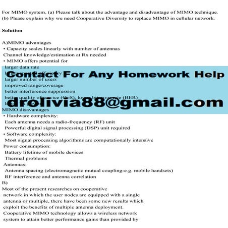 For MIMO system, (a) Please talk about the advantage and disadvantag.pdf