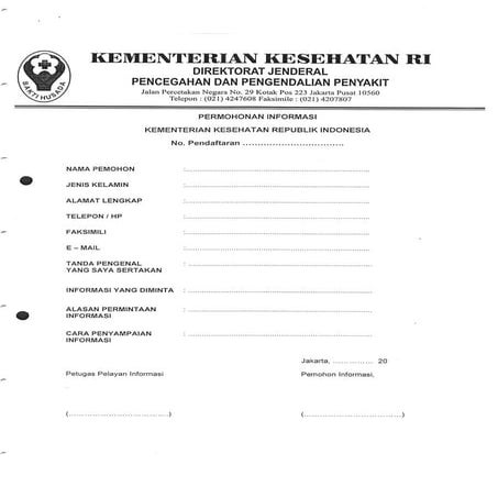 Form Permohonan Informasi Dumas Ditjen P2P | PDF