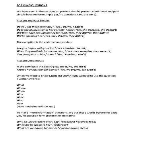 Forming Questions | DOCX