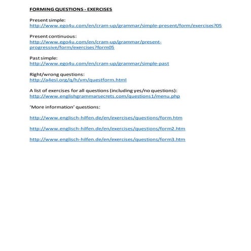 Forming Questions: Exercises | PDF