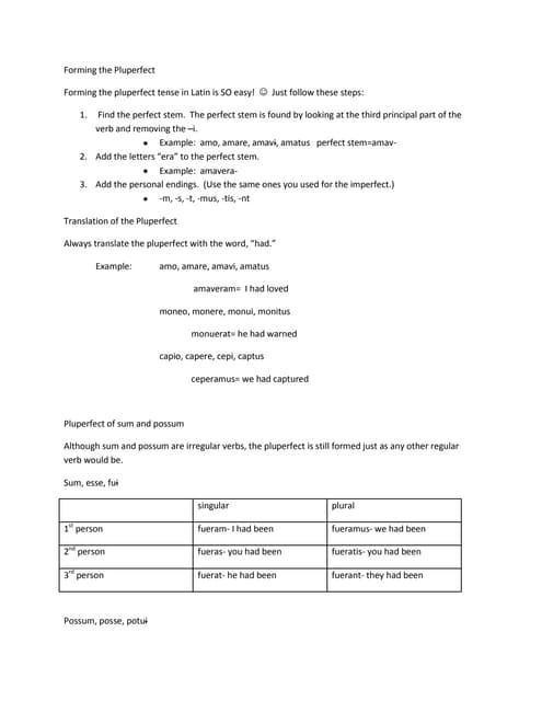 Chapter 17 pluperfect tense | PPT