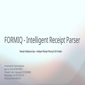 Form IQ Presentation: FormIQ aims to eliminate manual receipt entry by ...