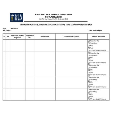 Form Kepatuhan Telaah DIMF Rumah Sakit ZA | PPT