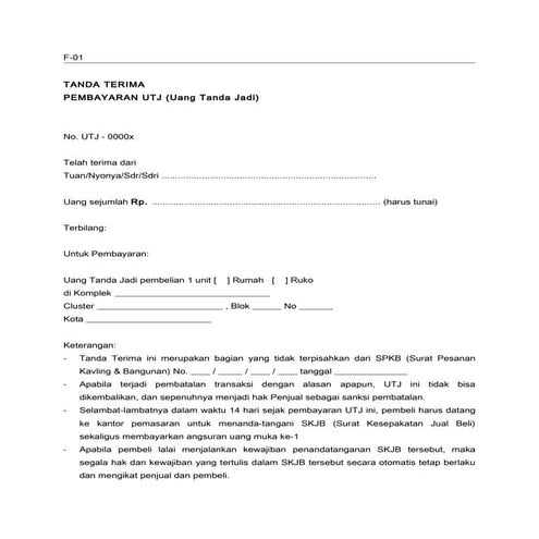 Form keu01 (booking fee) | DOC