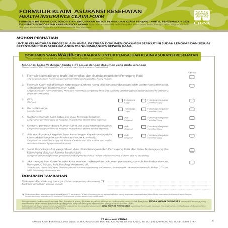 Form klaim kesehatan | PDF