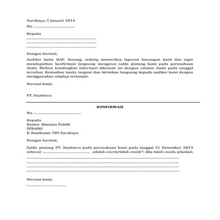 Form konfirmasi piutang | DOCX