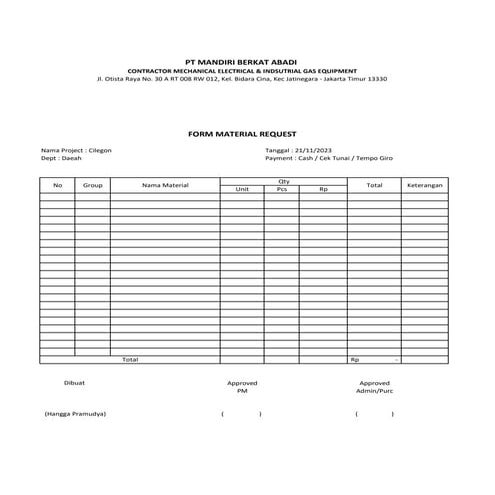 Simple Material Request Format for Construction | PDF