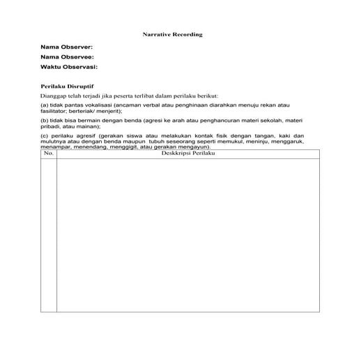 Psikodiagnostik II dan III Observasi dan Wawancara Form Narrative ...
