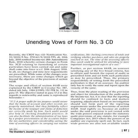 Form no 3 cd sanjeev lalan 23-8-2018 | PDF