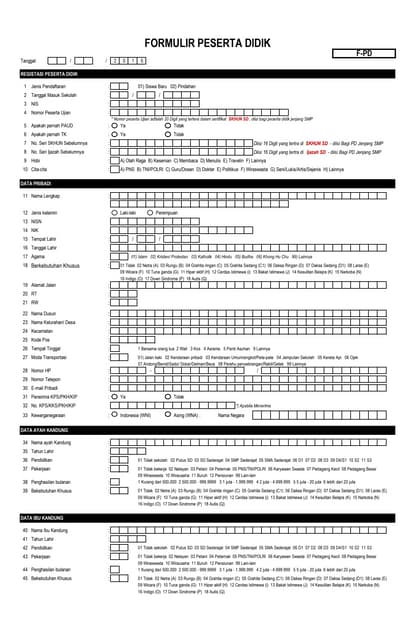Formulir daftar ulang 2021 | PDF