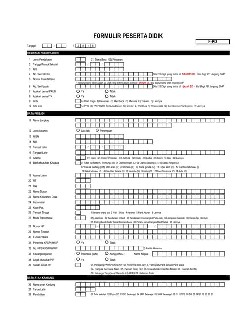 Formulir pendataan dikdas 2013 fb | PDF