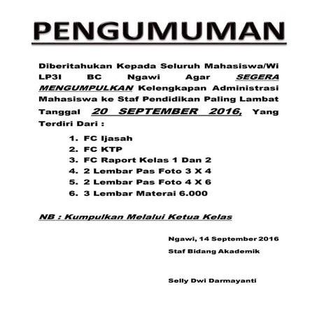 Form pengumuman | DOCX