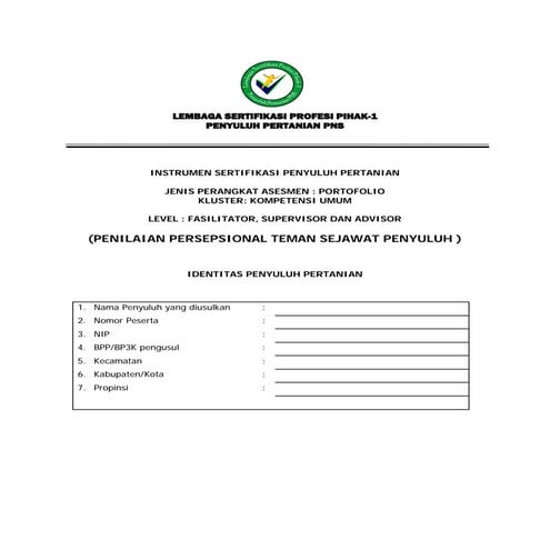 Form penilaian teman sejawat | PDF