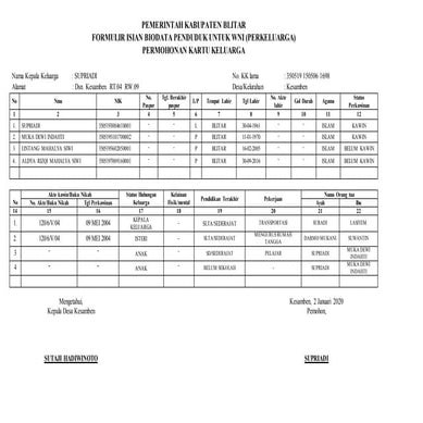 Form permohonan kk | DOCX