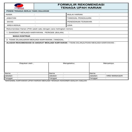 Form rekomendasi baru 2019 | PDF