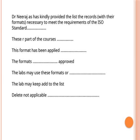 Forms and formats for preparation for ISO | PPTX