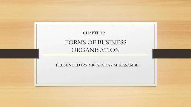 Forms of business organisations | PPTX