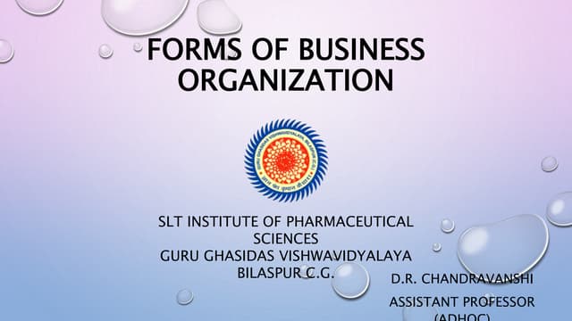 Forms of business organisations | PPTX