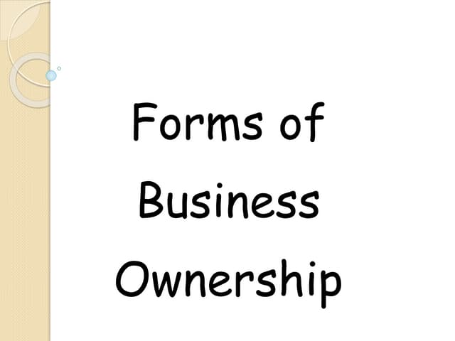 Forms of business ownership | PPT