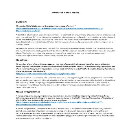 Forms of radio news | PDF