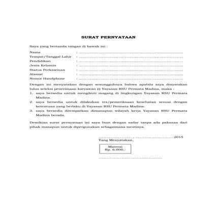 FORM SURAT PERNYATAAN | PDF