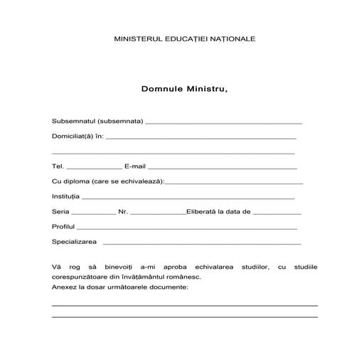 Formular cerere-echivalare | PDF