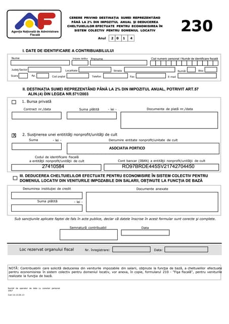 Formular 230 pentru FCI (2%) | PDF